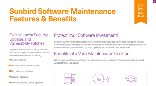 Sunbird Software Products Maintenance Features And Benefits Sunbird Dcim